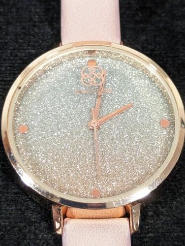 Daisy Fuentes Rose Gold Tone Shimmery Dial Round Case Pink Band Watch 8 ...
