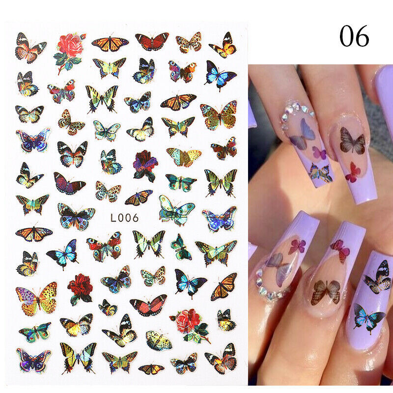 Nail Water Decals Stickers Wave Leaves Flower Butterfly Nail Art ...