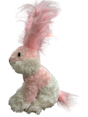 MTY International Plush 2020 Fluffy Poseable Ears Pink White Rabbit ...