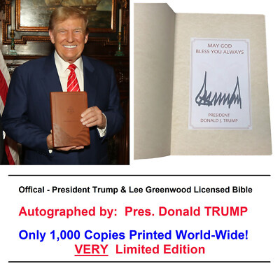 Trump Autographed God Bless The USA Bible, Signature Limited Edition ...