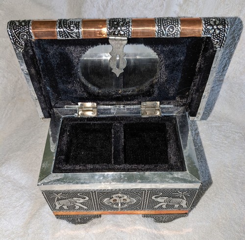 NIB NEW Handcraft ELEPHANT JEWELRY BOX TIN & COPPER Silver INDIA | eBay