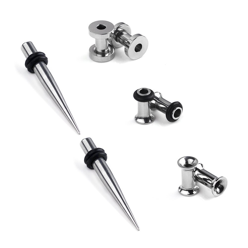 4Pairs Surgical Steel Gauge Ear Screw Taper Tunnel Expander Stretching ...