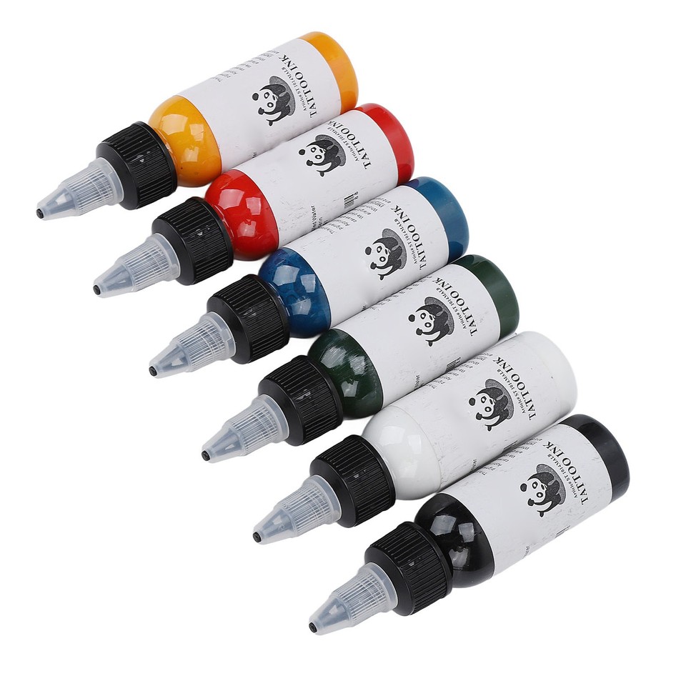 ♢6pcs 30ml Tattoo Ink Set Blue Red Gold Light Green White Black Easy ...