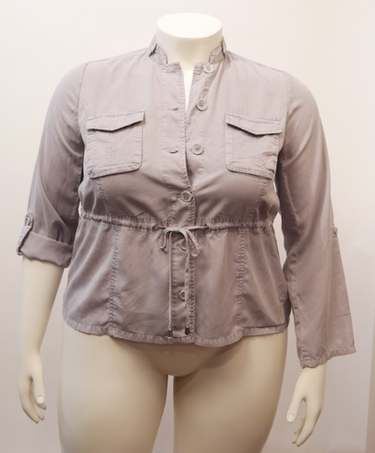 Torrid Plus 1X Long Sleeve Button Up Rayon Twill Cinch Waist Jacket w/ Roll Cuff | eBay