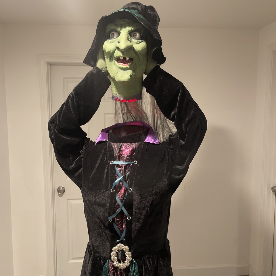 Animated Heads Up Hilda 6 Foot Witch Halloween Animatronic Magic power ...