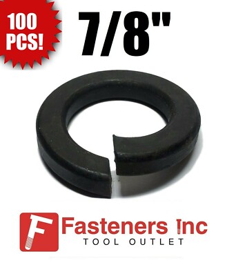 (Qty 100) 7/8" Regular Standard Split Lock Washers Plain Finish / Black ...
