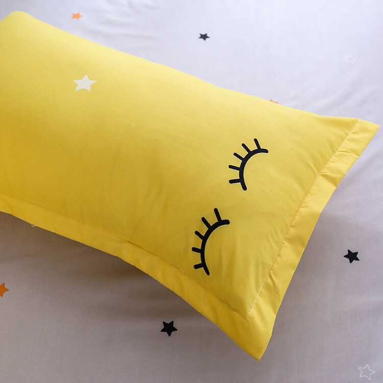 Yellow Smile Printing Bedding Set Duvet Quilt Cover+Sheet+Pillow Case ...
