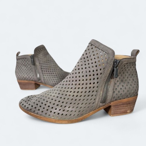 Lucky Brand Ankle Boots Women's Size 7 Gray Perforated Casual Booties ...