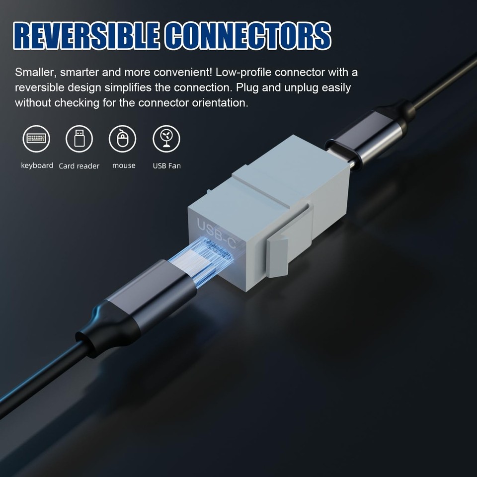 BERLAT USB C Keystone, C Keystone Jack Insert Adapters 3 Pack - White ...