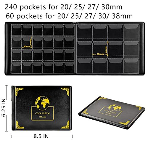 Coin Collection Organizer Storage Case Album for Collectors with 300 ...
