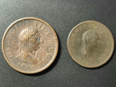 1806/1807. Georgius III Britannia Penny And Halfpenny Copper Coin Pair ...