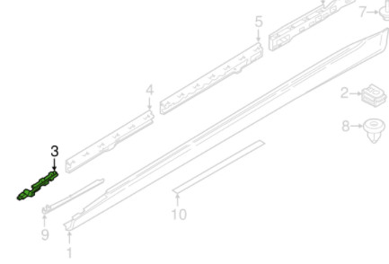 NEW OEM BMW 7 G11 G12 FRONT RIGHT PANEL ROCKER SIDE HOLDER 51777357132 ...