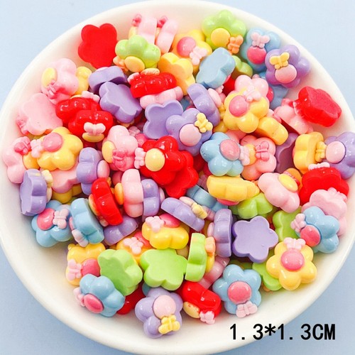 50pcs Mixed Candy Color Flatback Resin Mini Cute Flower 13mm Decor ...