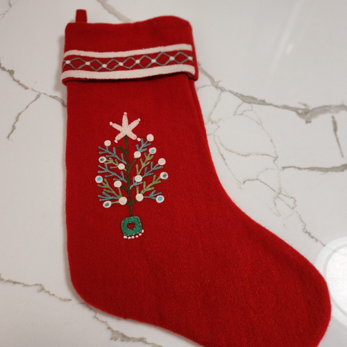 UNBRANDED RED GREEN FELT-FLEECE CHRISTMAS STOCKING 18" LONG LINED TREE ...
