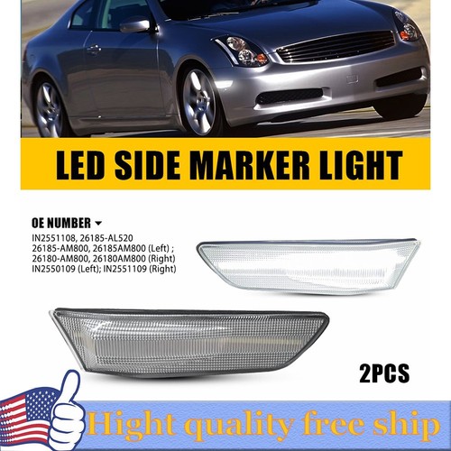 For 03-07 Infiniti G35 Coupe White LED Front Bumper Side Marker Light ...