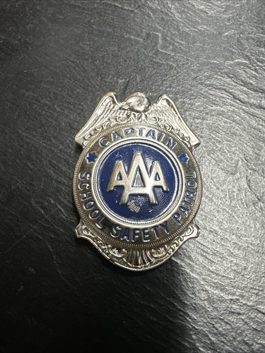 Vintage AAA Captain School Safety Patrol Badge Silver and Blue With ...