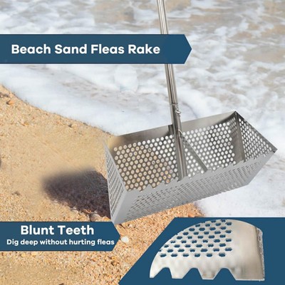 Sand Flea Rake Sand Sieve Handheld Steel Seafood Digging Rake Long ...