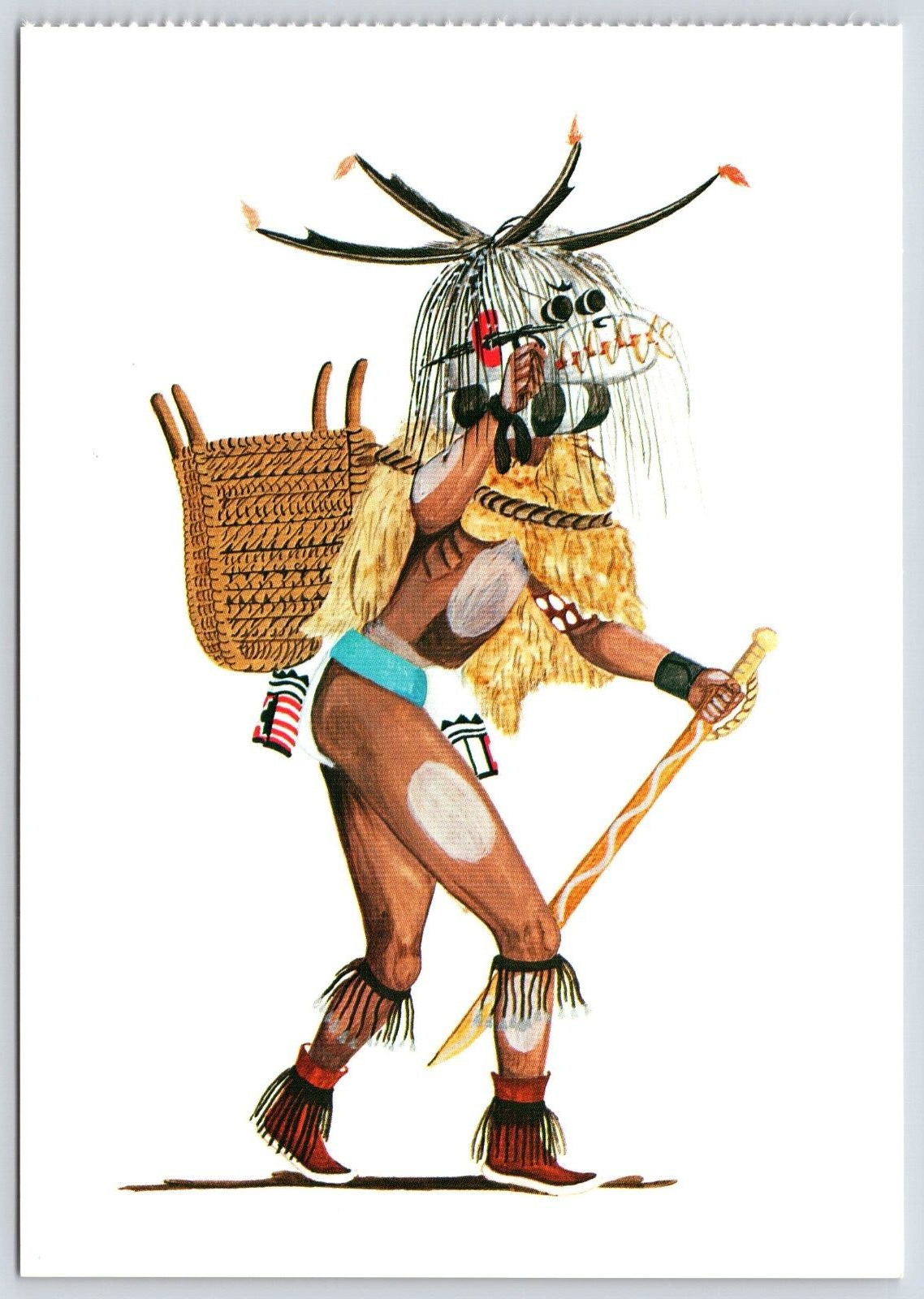 Awatovi Soyok Taka Kachina Art Native American Vintage Postcard ...