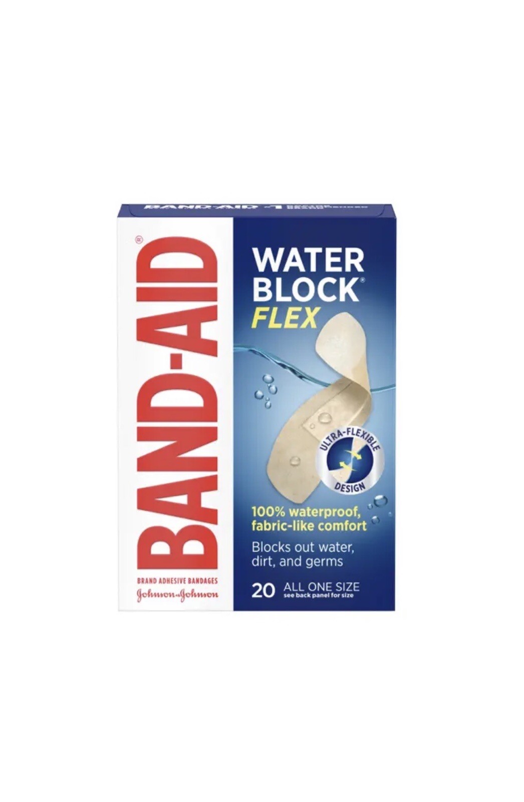 Band-Aid Water Block Flex Adhesive Bandages, All One Size, Box of 20 | eBay