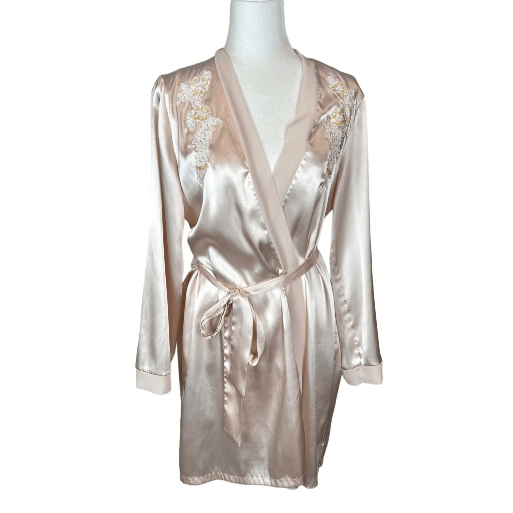 Linea Donatella Vintage Pink Satin Robe Sequin Embell… - Gem