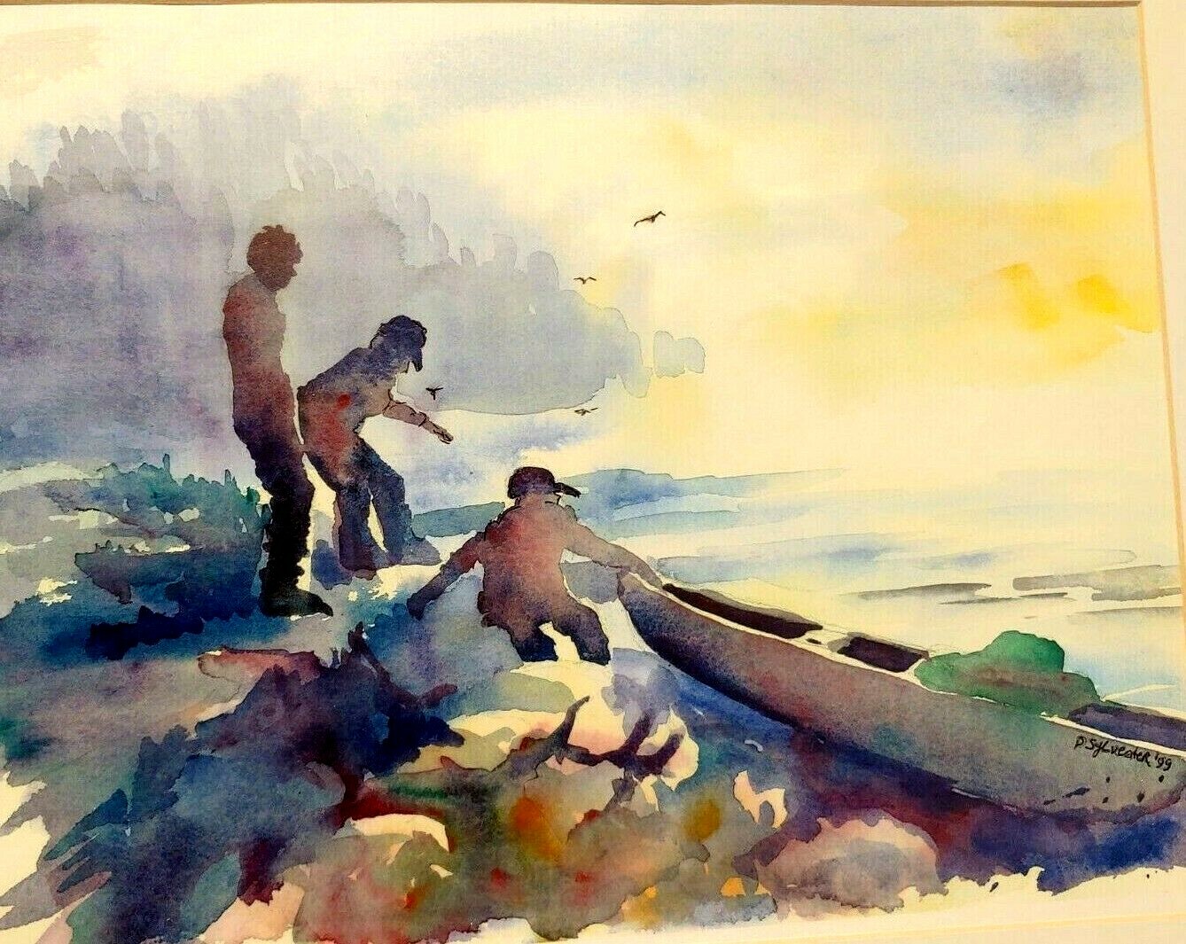 Fishermen On The Lake, Fishing Wall Decor, Fishing Art Print,Fishermen ...