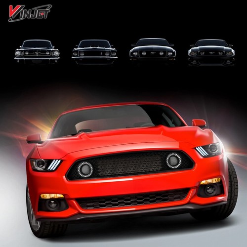 Front Upper Grill Mesh Grille w/ DRL LED Light Fit For 2015- 2017 Ford ...