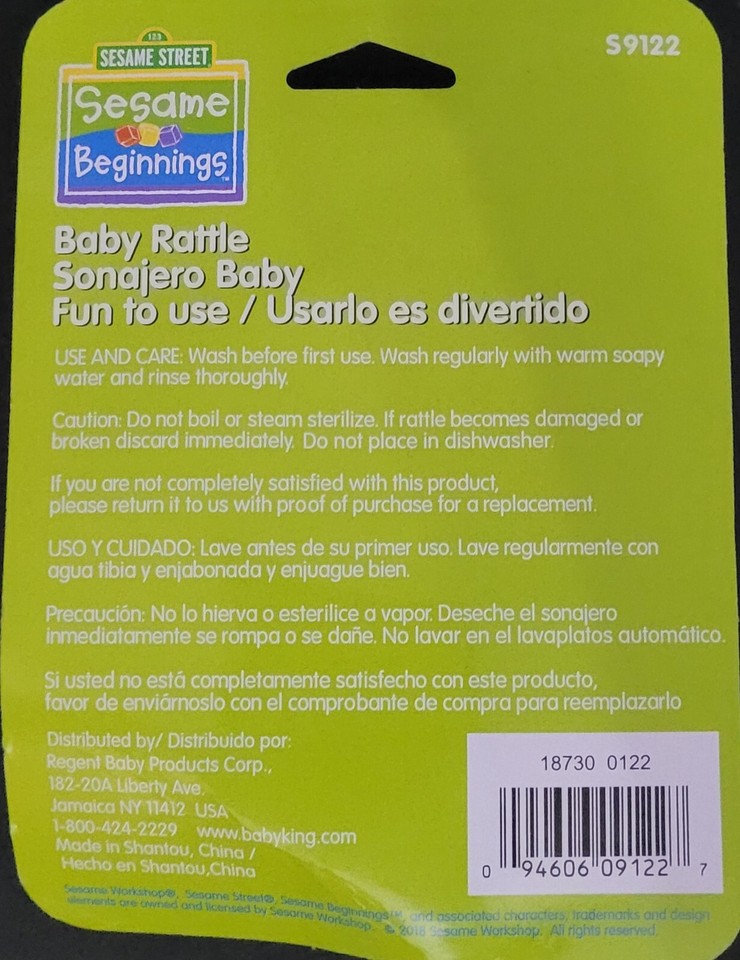 Sesame Street Beginnings Elmo Baby Rattle W/ Rings Toy 0-18mos. Infant ...