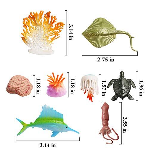 42pcs Plastic Ocean Animals Toys Realistic Mini Sea Creature Figure ...