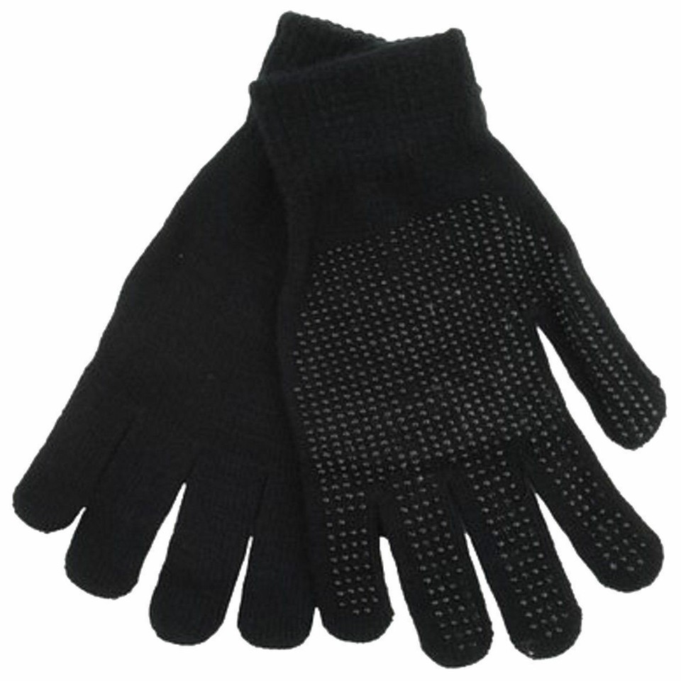 Mens Ladies Unisex Magic Gripper Gloves Black Thermal Winter Warm One ...