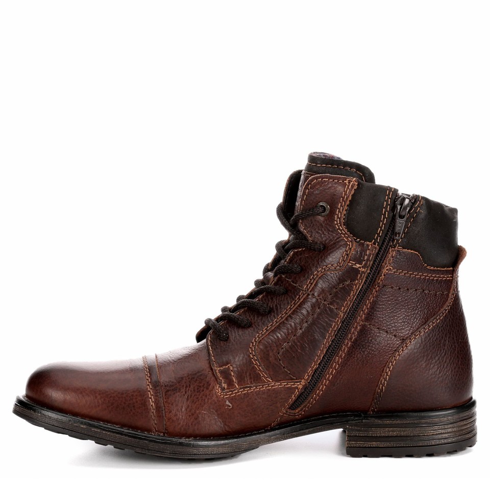 AM Shoes Mens Leather Cap Toe Lace Up Work Boot Shoes | eBay