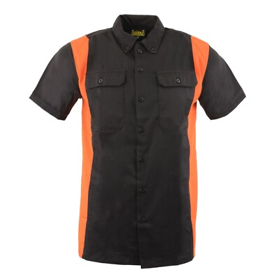 Men’s Classic Casual Two Tone Reflective Mechanic Button Down ...