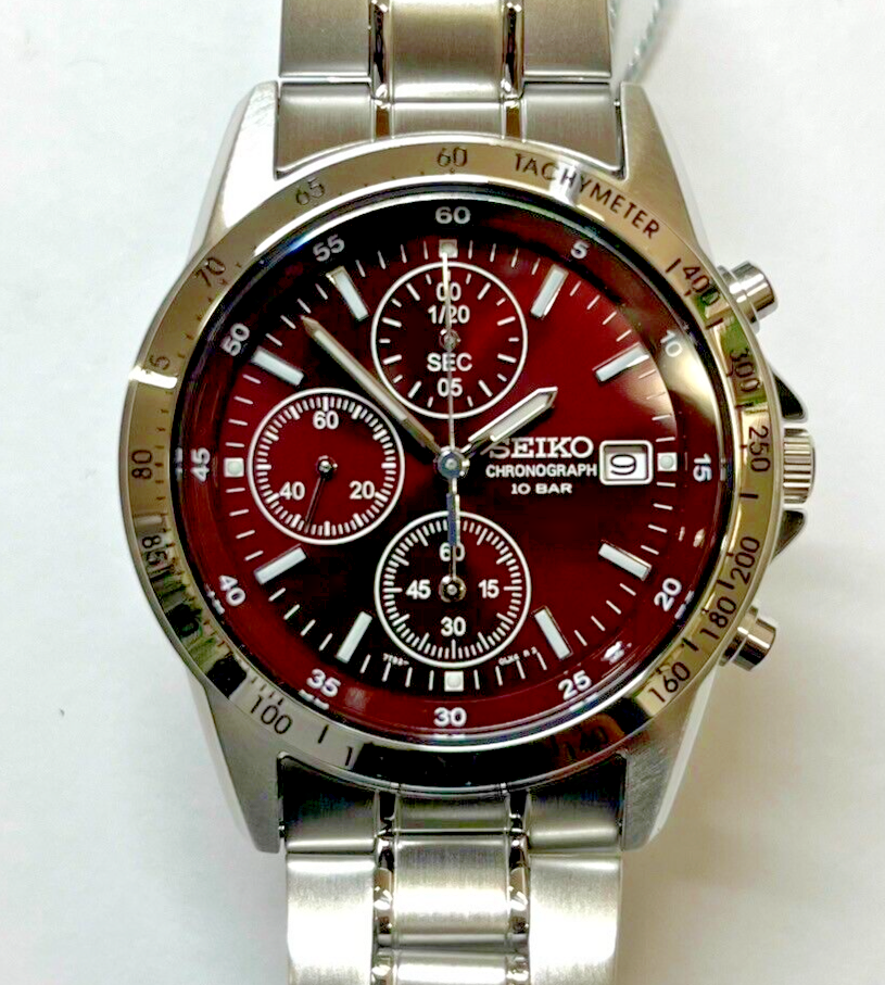 SEIKO SEIKO SPIRIT SBTQ045 Chronograph Men's Watch 10 BAR Red New in ...