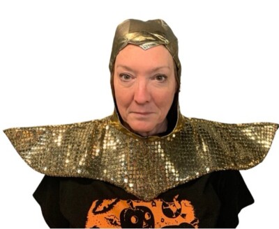 Gold Sequin Fake Chainmail Armor Knight Costume Hood Coif Noble Sir ...