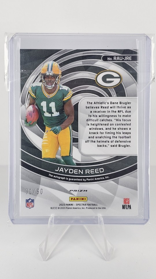 2023 Panini Spectra - Rookie Autographs Neon Blue /50 - Jayden Reed ...