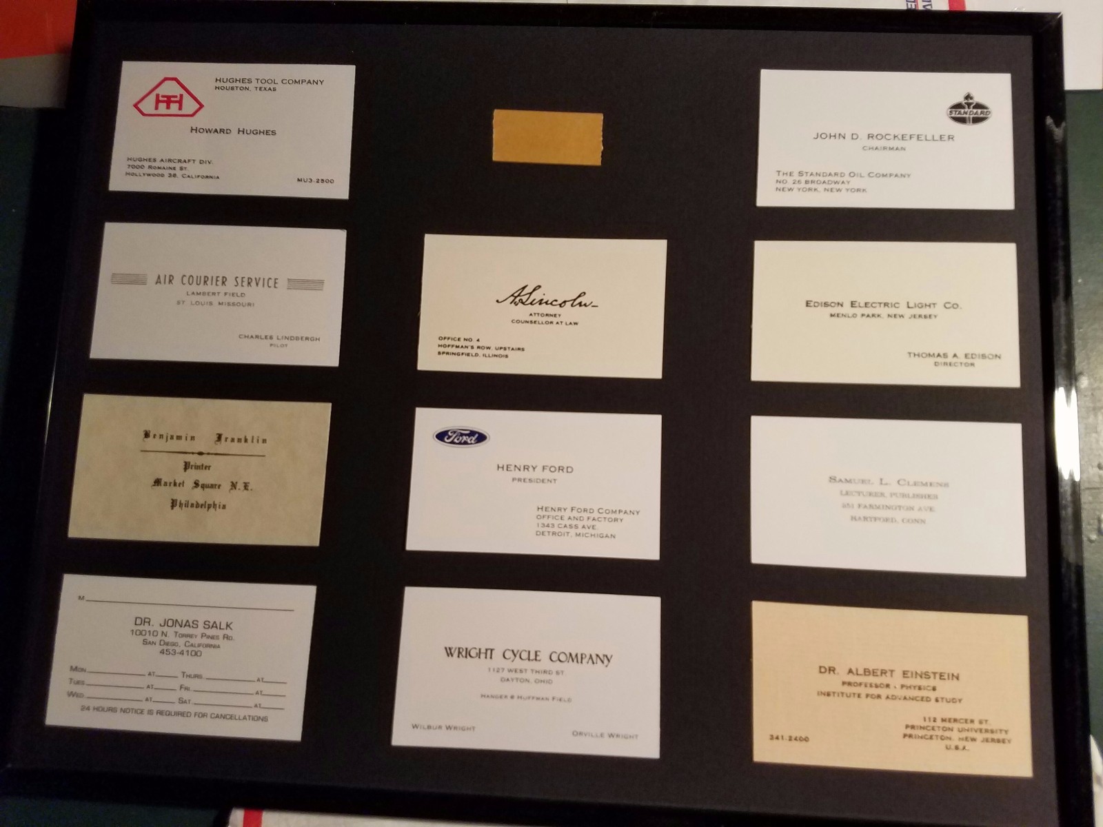 Famous People Business Cards reprinted FRAMED SPECIAL GIFT for Special ...