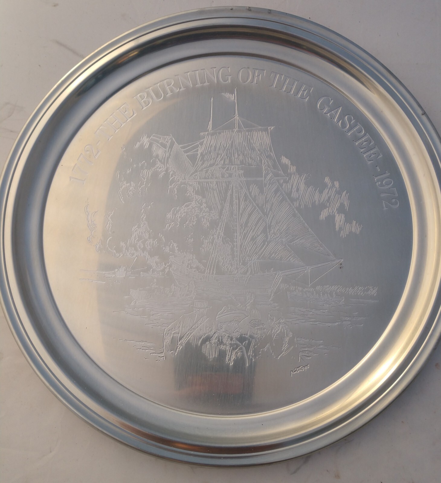 GORHAM Pewter Commemorative Plate “The Burning of the Gaspee" 10.5" NIB ...