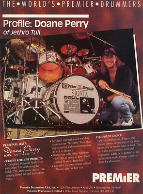 1996 Print Ad of Premier Signa & Genista Drum Kit w Doane Perry of ...