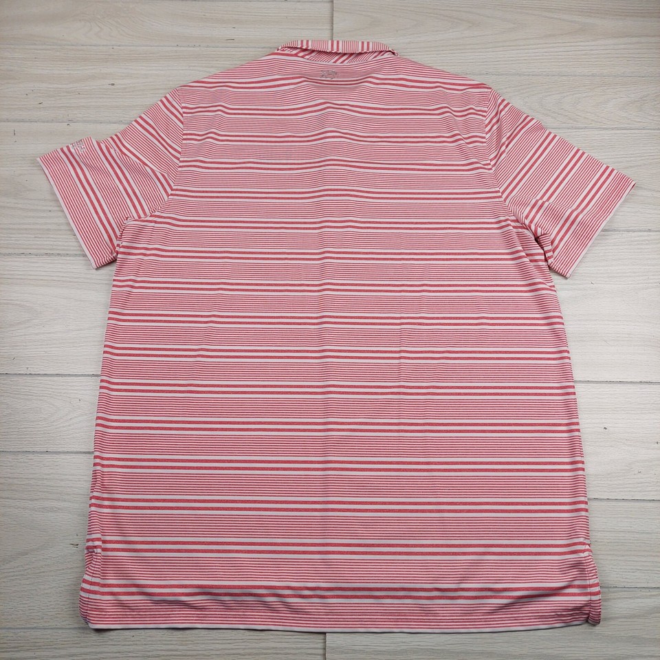 Southern Tide Polo Shirt Mens XL Red Stripe Golf Quick Dry Stretch ...