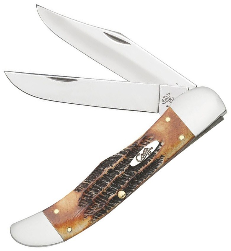 Case XX Hunter Pocket Knife Stainless Blades Bonestag Burnt Jigged Bone ...