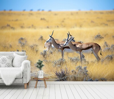 3D Springbok Grassland O141 Animal Wallpaper Wall Murals Removable ...