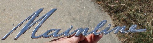 VINTAGE 1950s Ford MAINLINE Tin Script Emblem | eBay