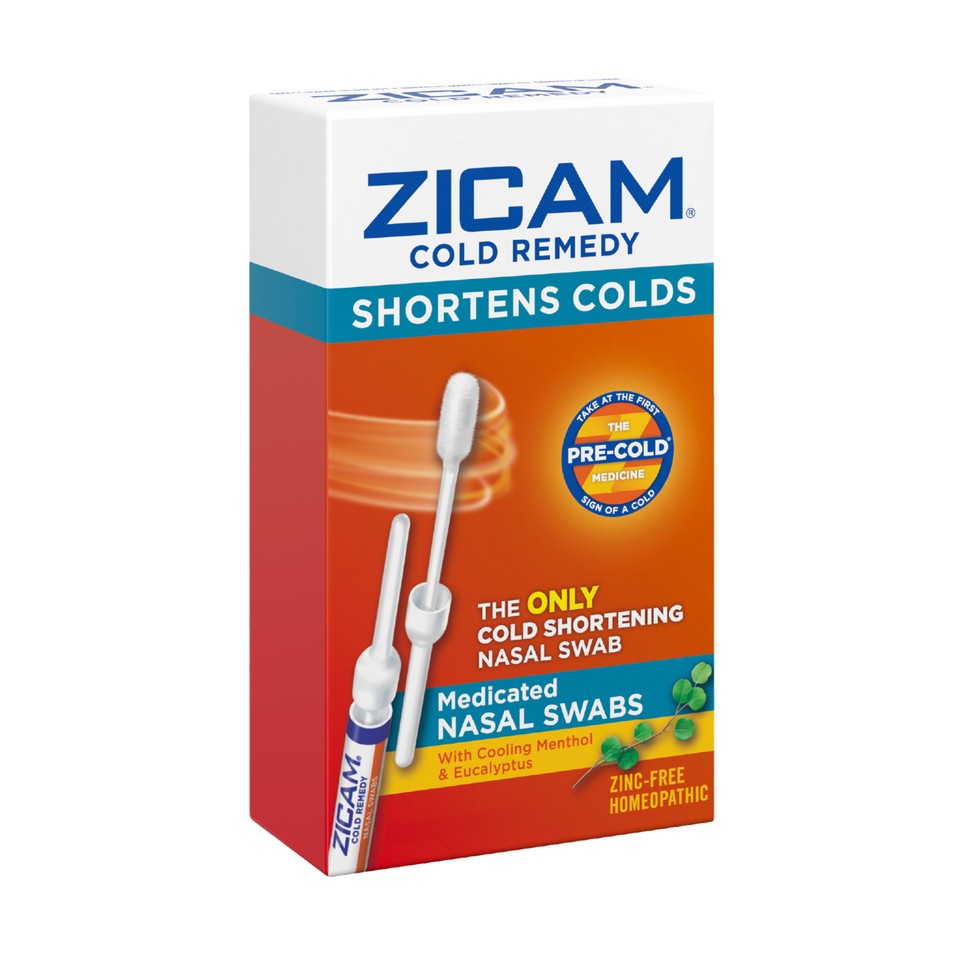 Zicam Cold Remedy Cold Shortening Medicated Nasal Swabs Zinc-Free, 20 ...