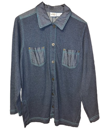 Jason Maxwell Size Small Women’s Blue Long Sleeve Knit Button Up Top ...