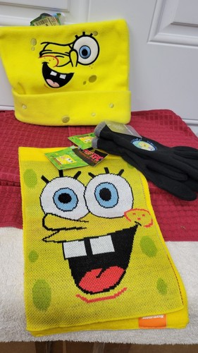SpongeBob SquarePants Hat, Scarf And Gloves Vintage 90's Nickelodeon ...