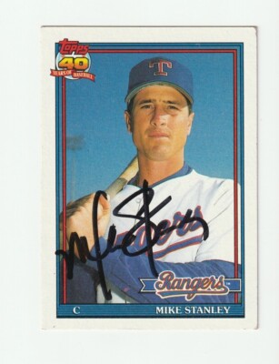 Mike Stanley Signed 1991 Topps Card #409 Auto Texas Rangers Autograph ...