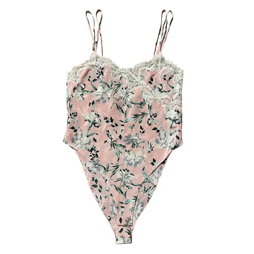 Vtg Victoria’s Secret Lingerie Gold Label Teddy Bodysuit Floral Pink ...