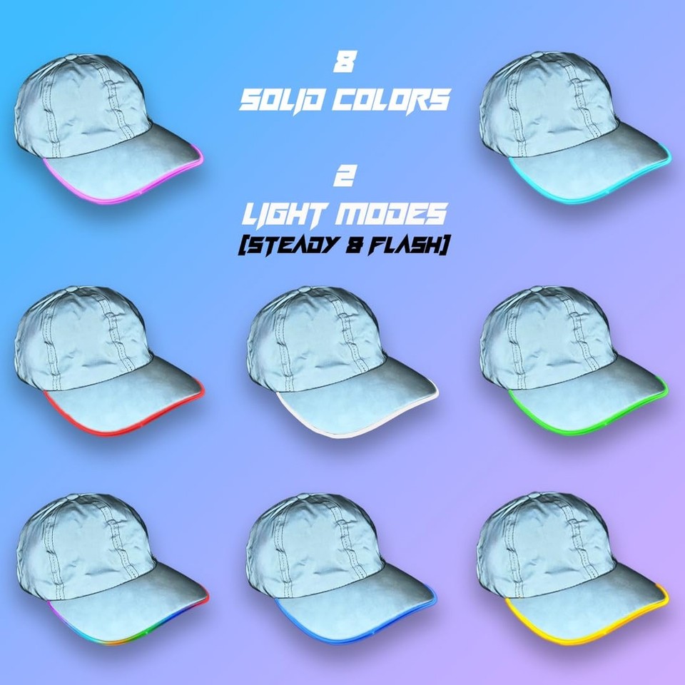 Color Changing LED Reflective Baseball Cap - 7 Color LED Baseball Hat ...