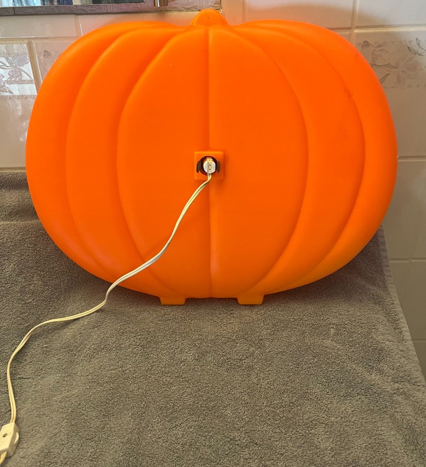 Vintage Halloween Pumpkin Blinky Glow Lite Flat Window Blow Mold 20 ...