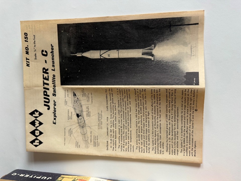 Vintage. Hawk models. Jupiter C Rocket with Explorer. Historic Kit from ...
