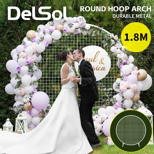 DelSol 1.8M Round Arch Mesh Backdrop Flower Party Wedding Display Stand ...